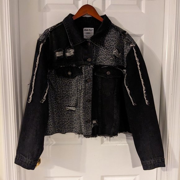 white birch | Jackets & Coats | Nwot Plus Size Animal Print Distressed ...